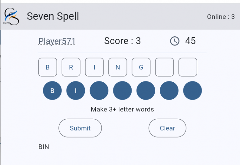 Seven Spell — A Class 12 Coding Project at LSHSS